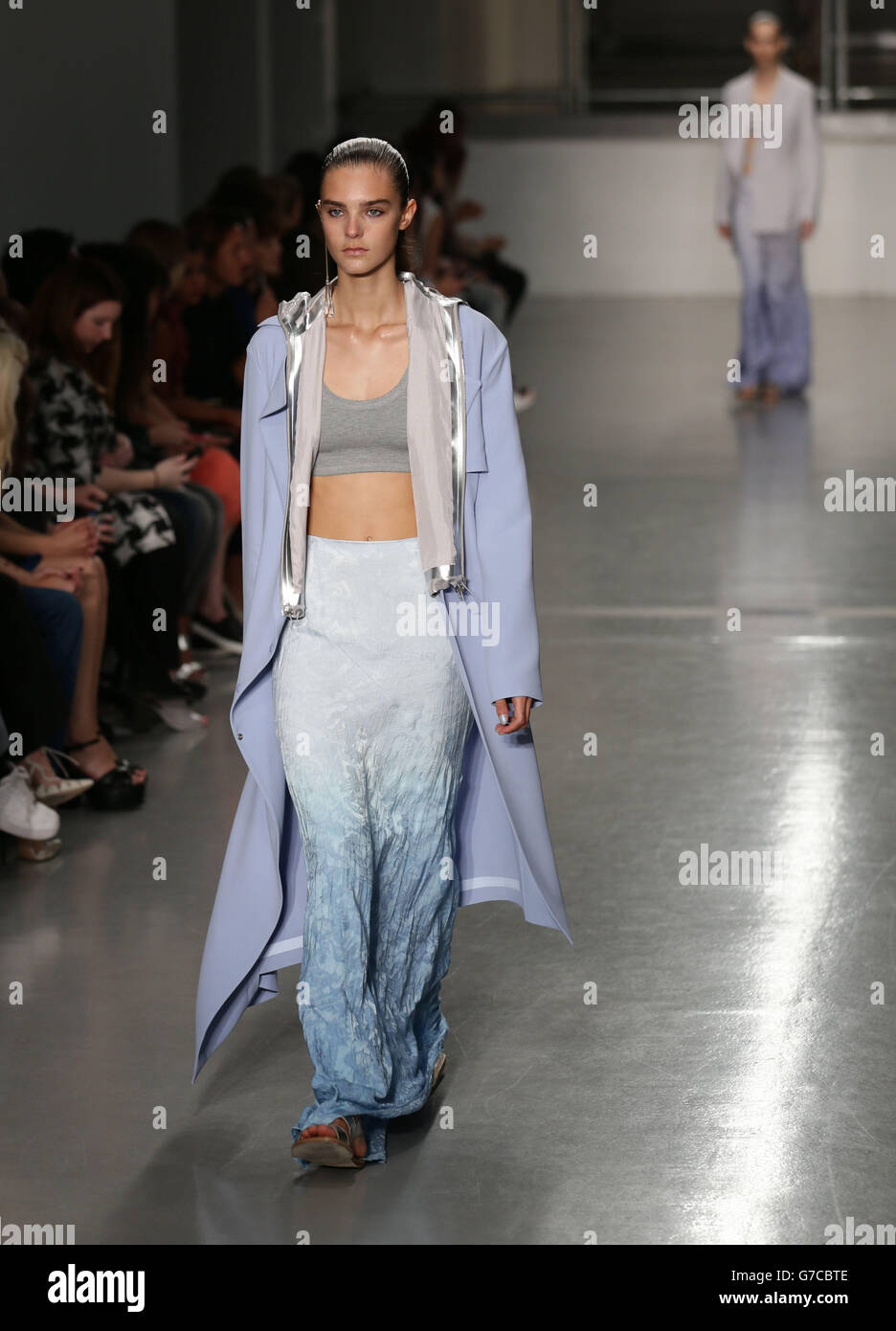 A model on the catwalk during the Richard Nicoll catwalk show at ...