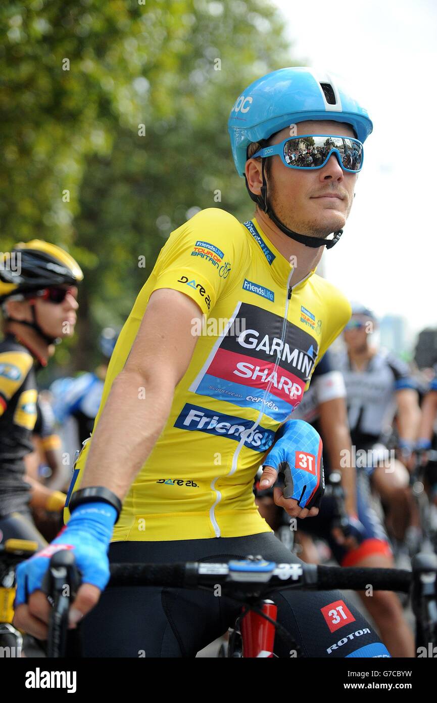 Yellow Jersey holder and race leader Garmin-Sharp's Dylan Van Baarle ...