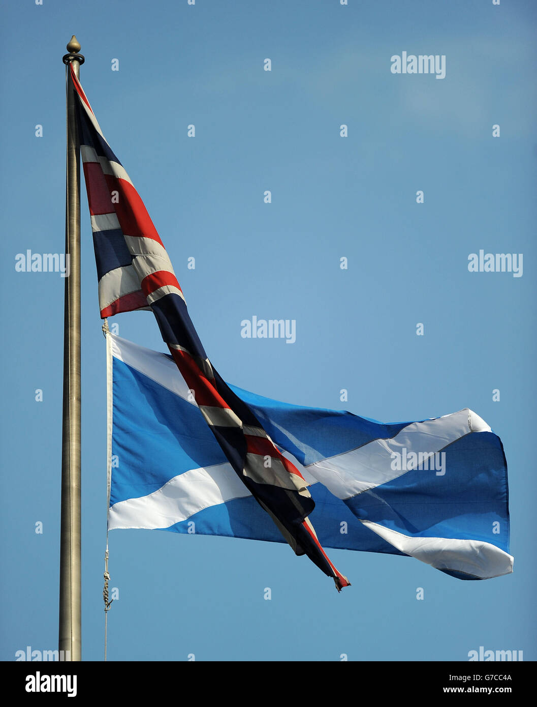 The Union Flag and Scottish Saltire fly above Richmond House in ...