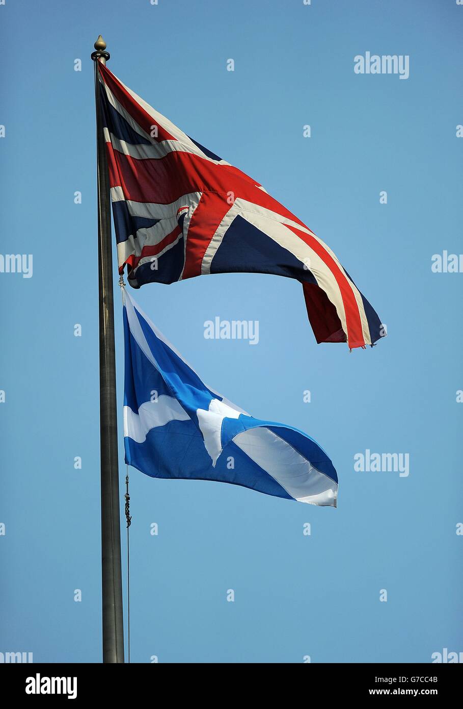The Union Flag and Scottish Saltire fly above Richmond House in ...