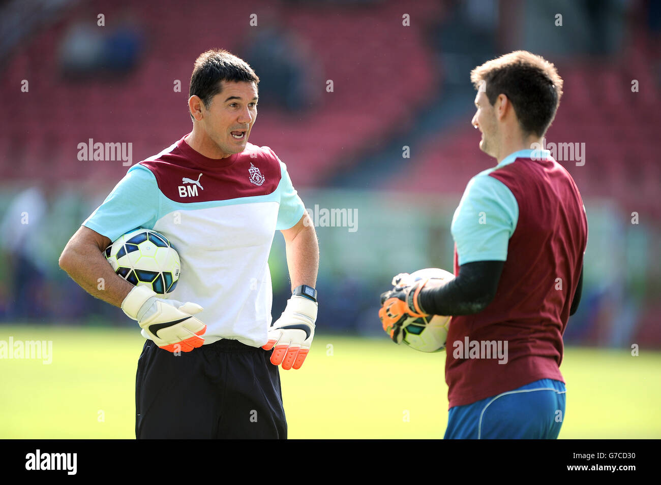 Burnley goalkeeping coach billy mercer left before the game hi-res ...