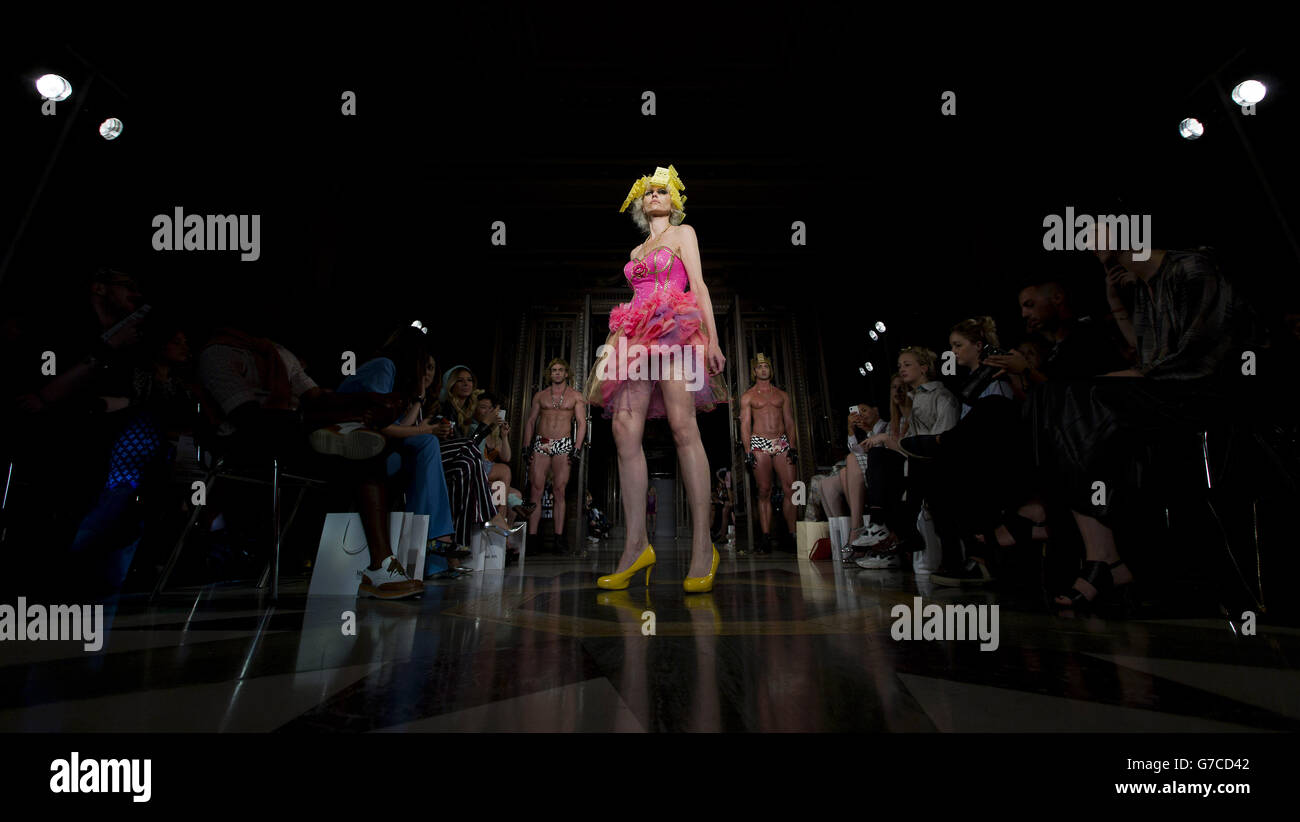 A model on the catwalk during the George Styler catwalk show at ...