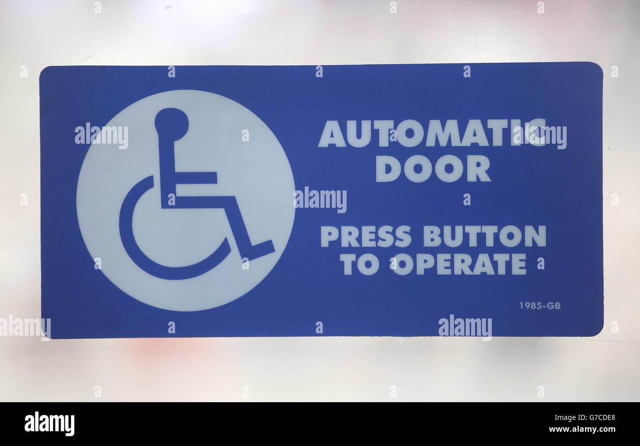 A sign for a disabled lift in Trafalgar Square in London Stock Photo ...