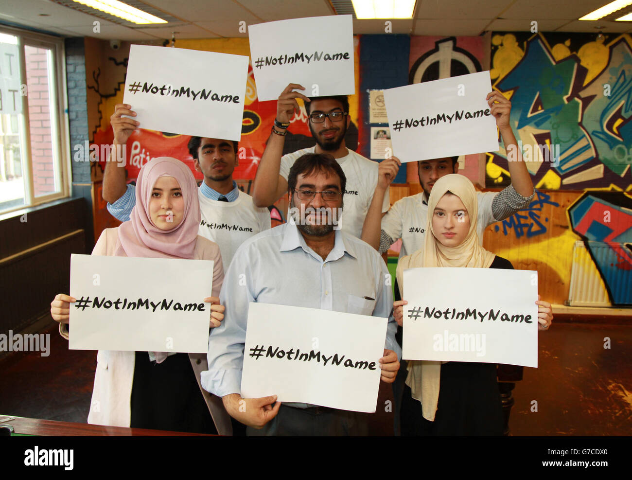 Active Change Foundation #notinmyname campaign Stock Photo - Alamy