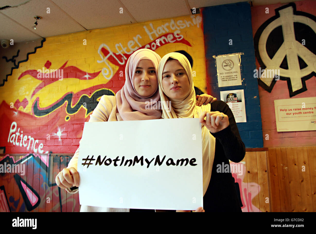 Active Change Foundation #notinmyname campaign Stock Photo - Alamy