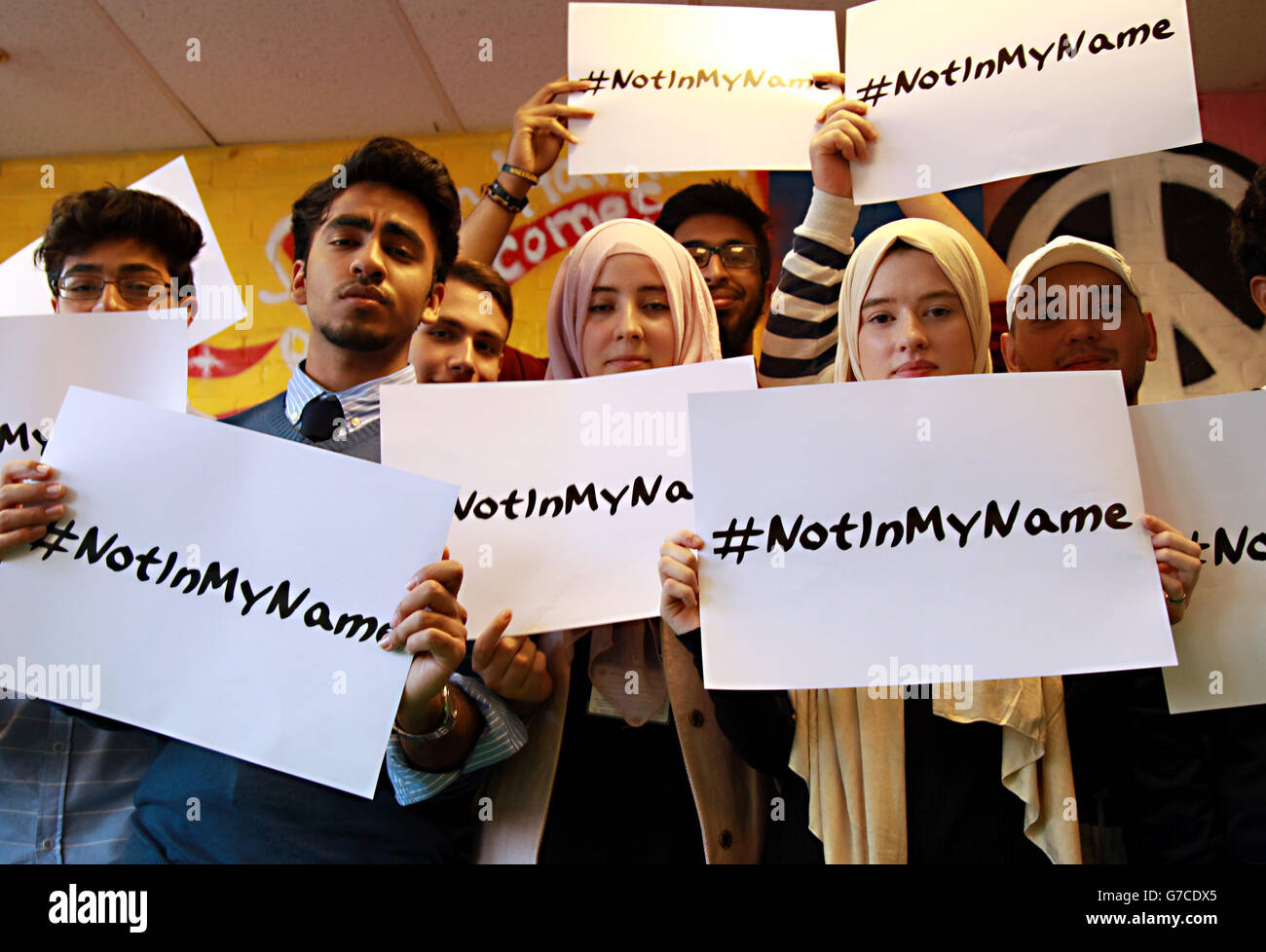 Active Change Foundation #notinmyname campaign Stock Photo - Alamy