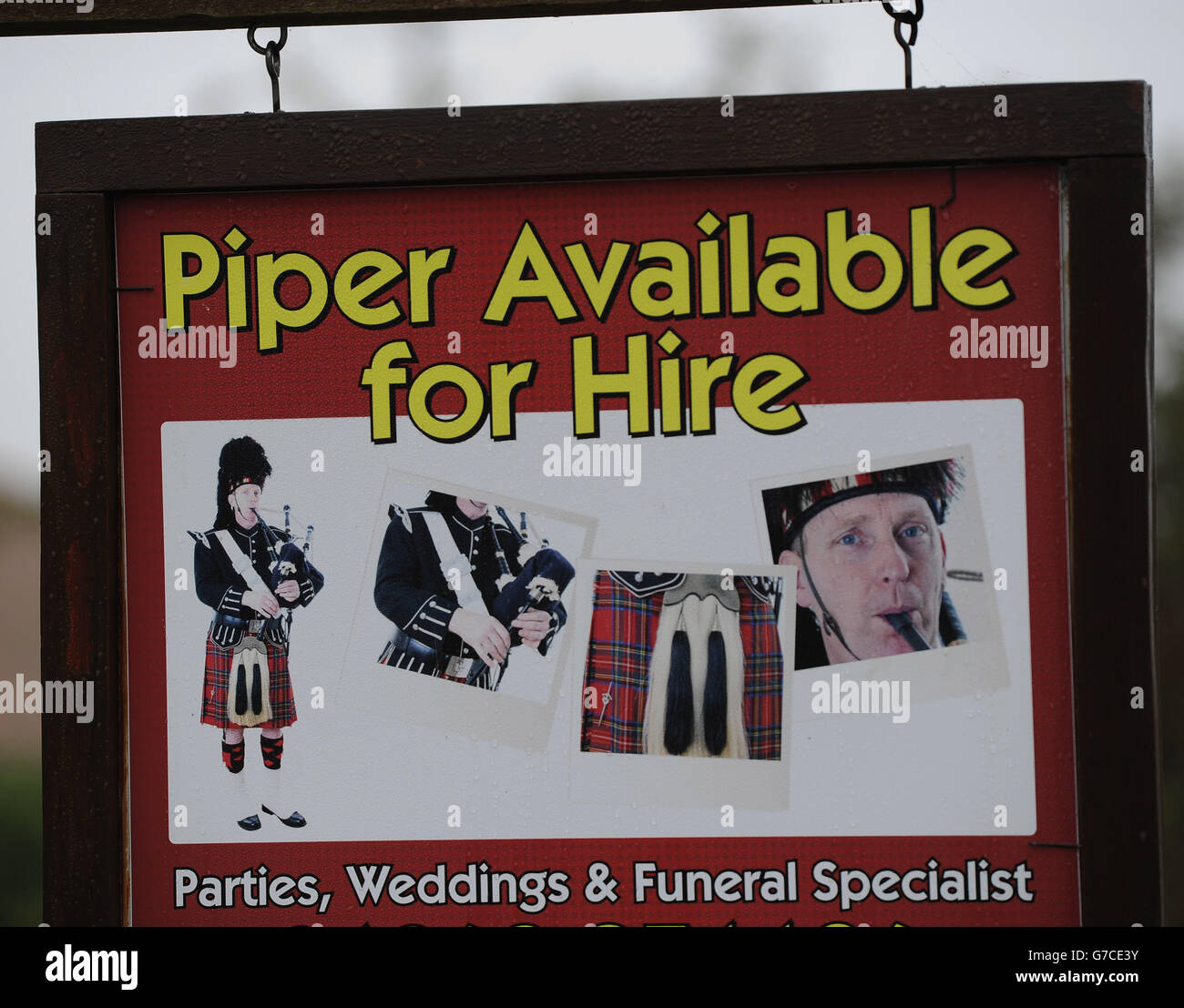 An advert for Englishman David Leeman who plays the bag pipes in ...