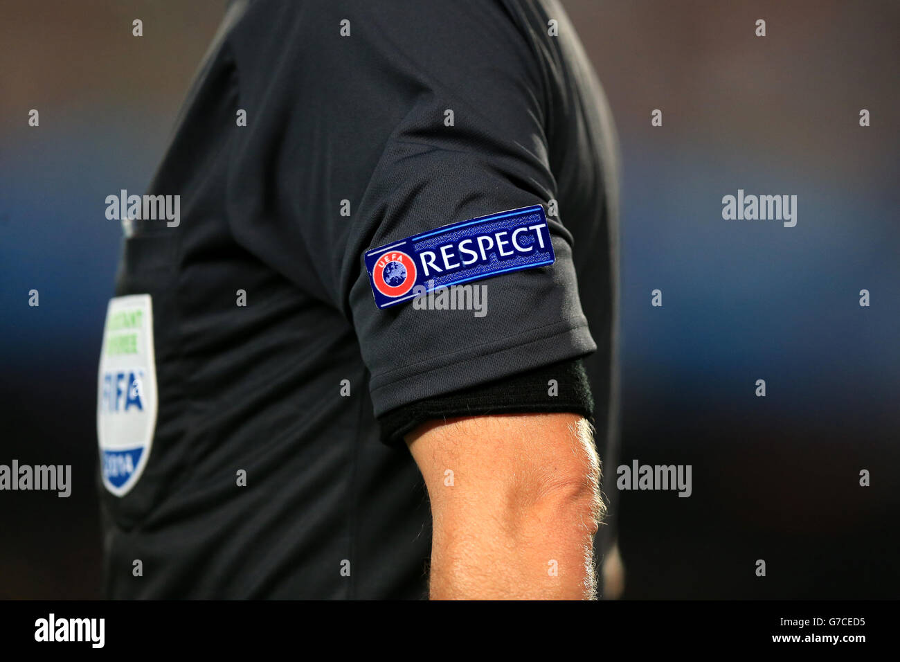 Respect badges on the arms of the referee hi-res stock photography and ...
