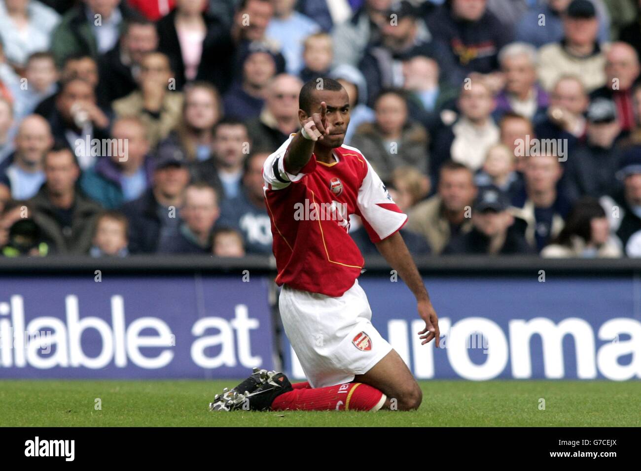 Arsenal's Ashley Cole celebrates scoring their opening goal NO WEBSITE ...