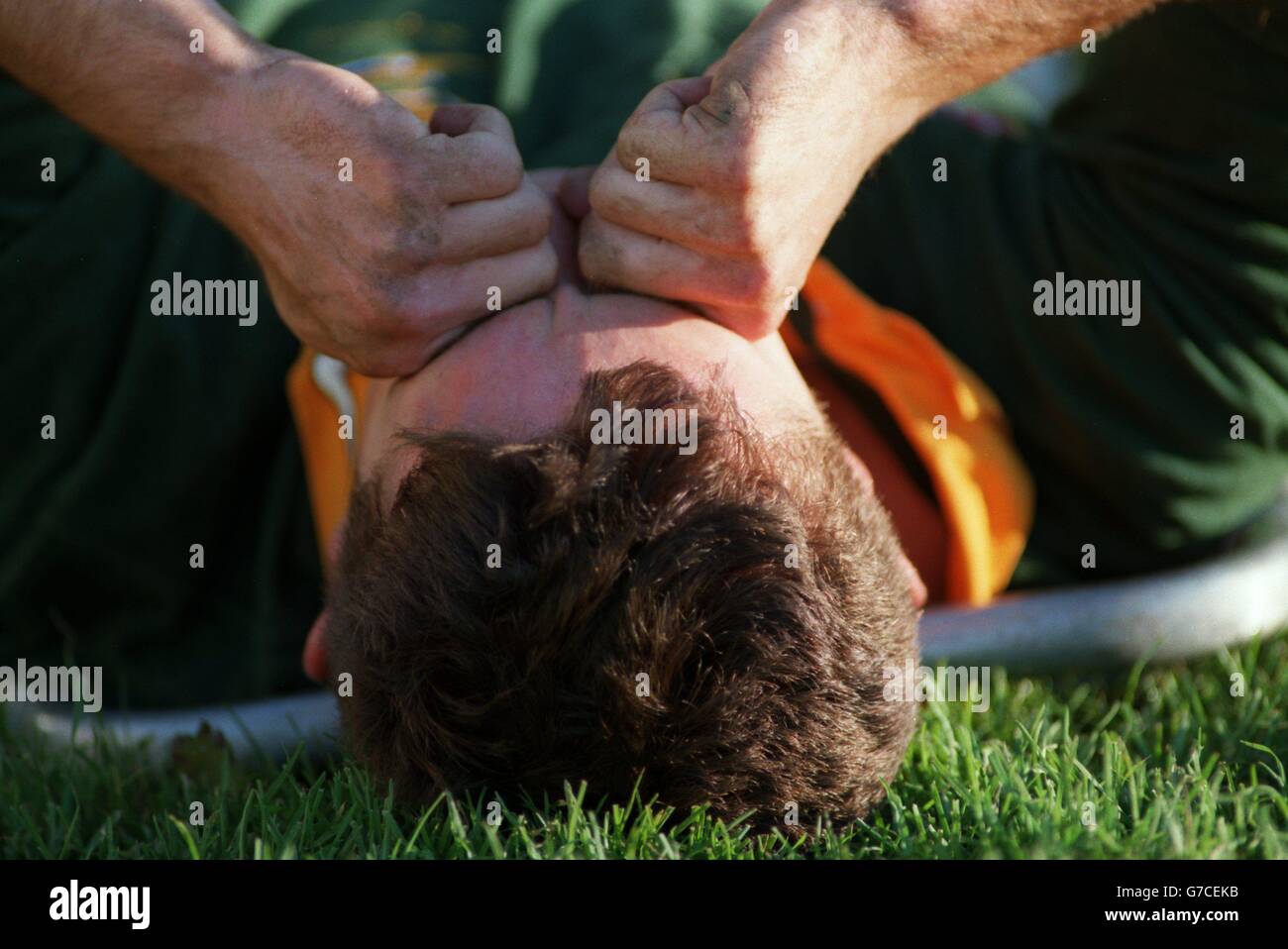 Injured player for south africa lies crying on the ground hi-res stock ...