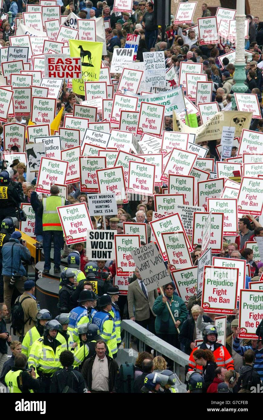 Protesters at a demonstration in Brighton organised by the Countryside ...