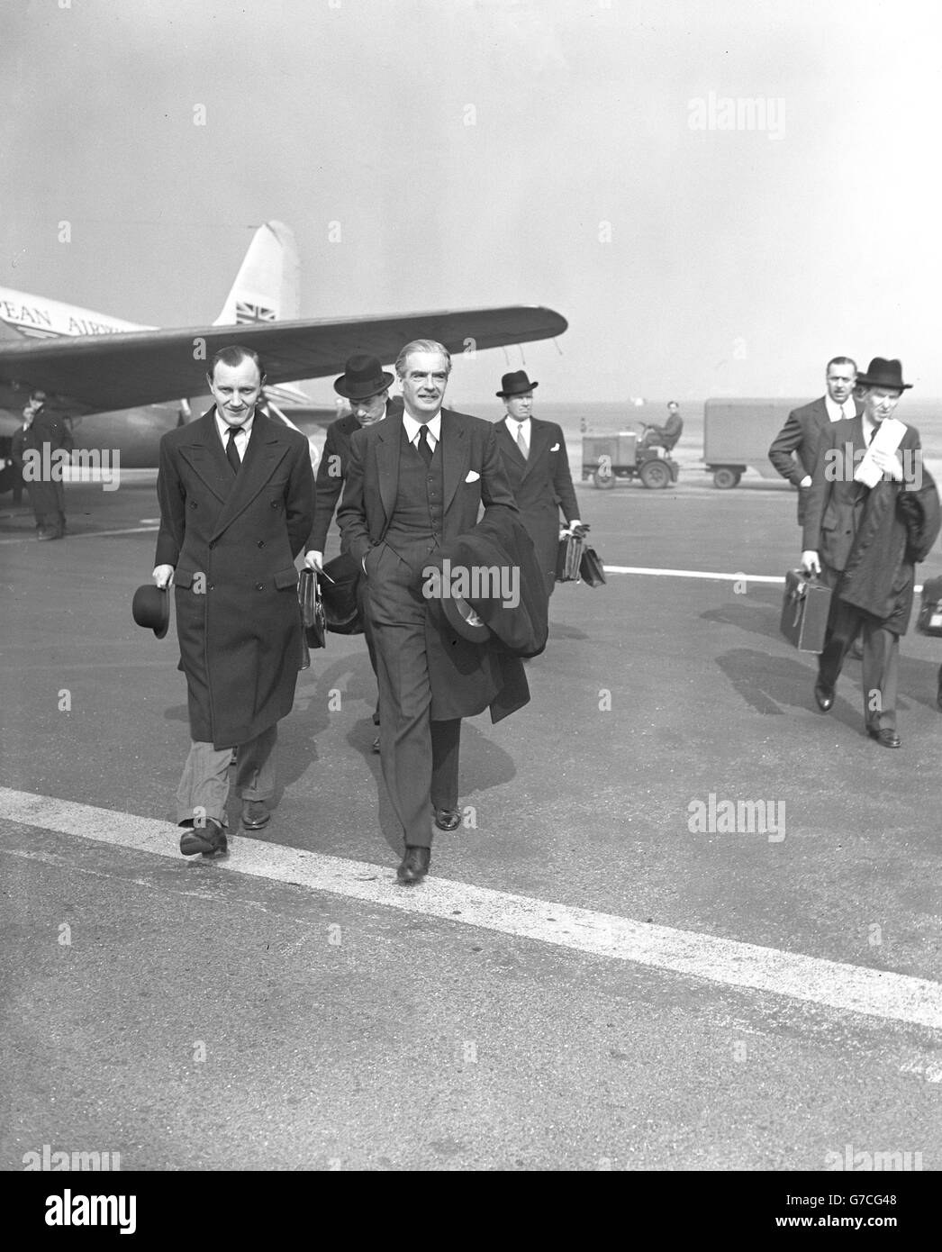 Anthony Eden, the Foreign Secretary, walking across the tarmac at ...