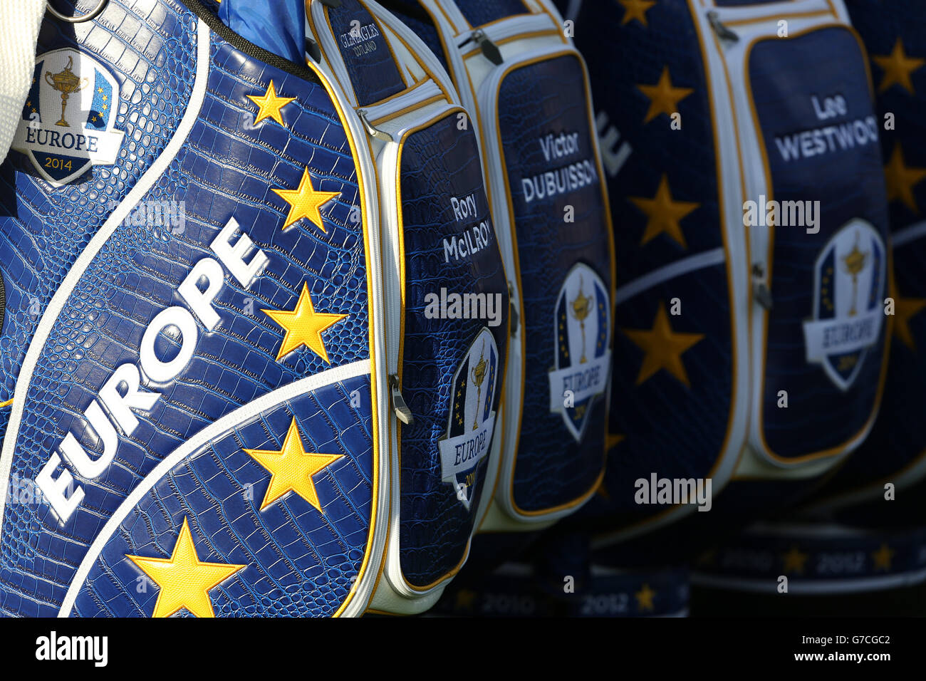 Team Europe bags during a practice session at Gleneagles Golf Course ...