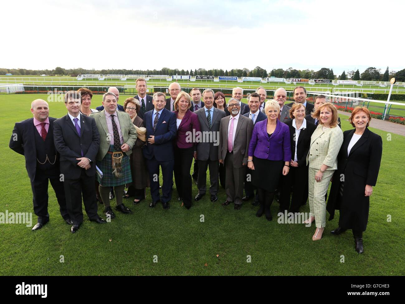 Ukip leader Nigel Farage poses with a group of his MEP's ahead of the ...
