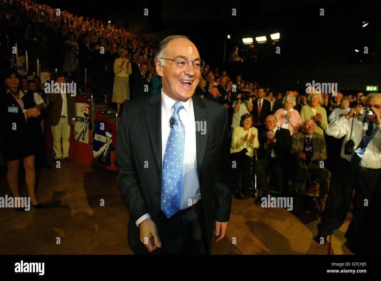The Leader of the Conservative Party Michael Howard, walks to the stage ...