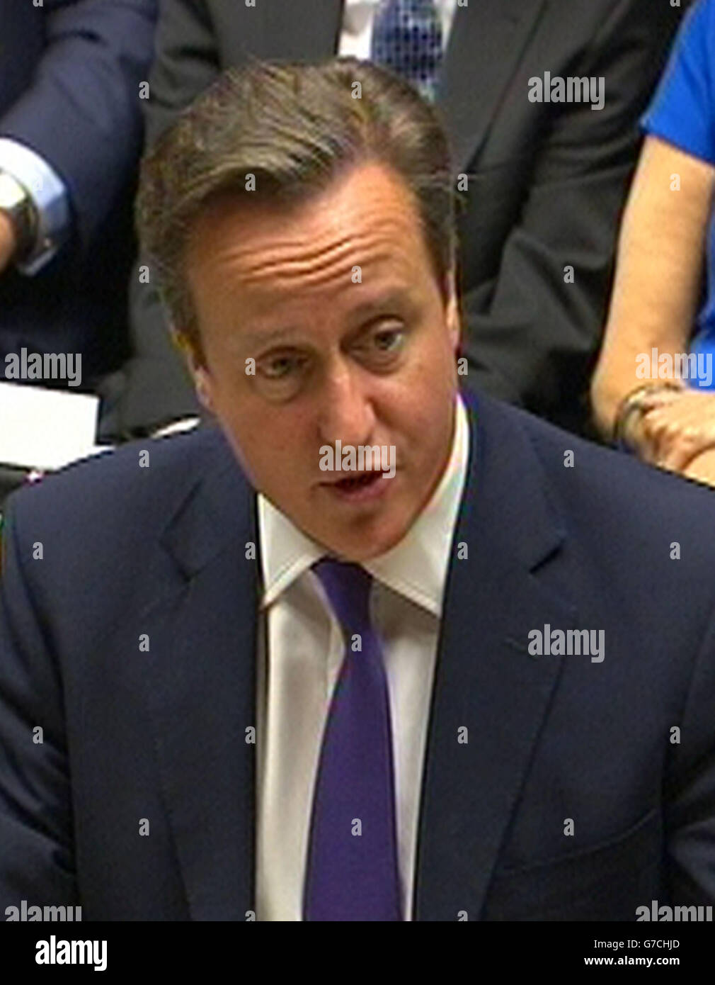 Prime Minister David Cameron speaking about military action against IS ...