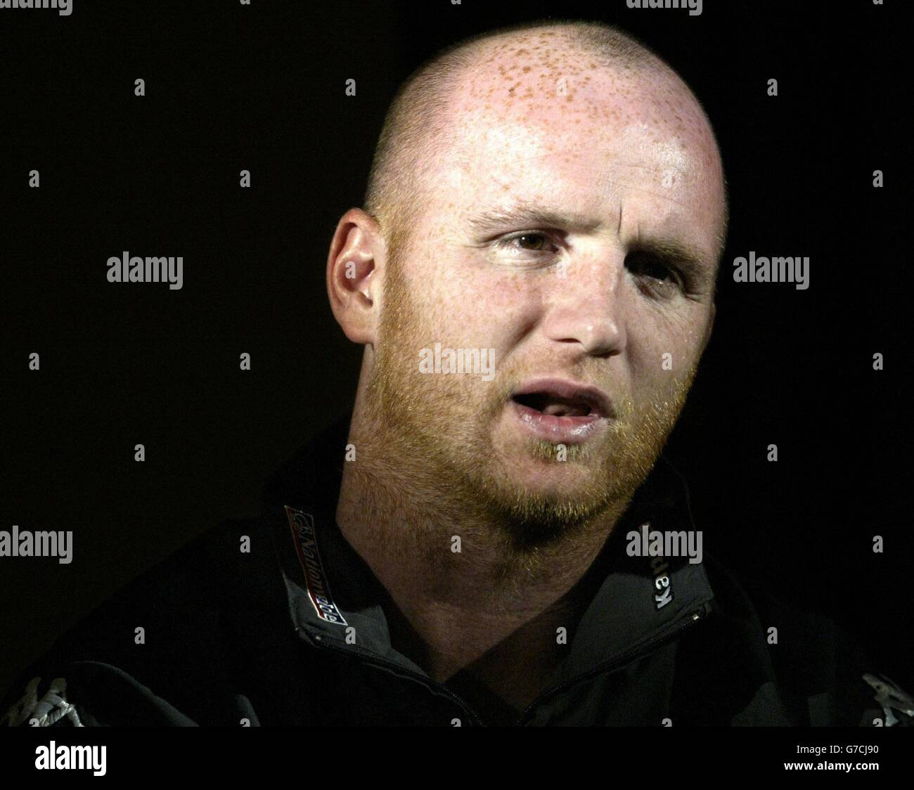 Wales striker John Hartson talks at a press confrence at the Vale of ...