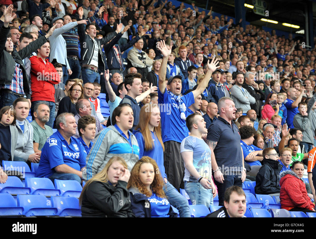 Birmingham City fans show support for their team in the stands Stock ...