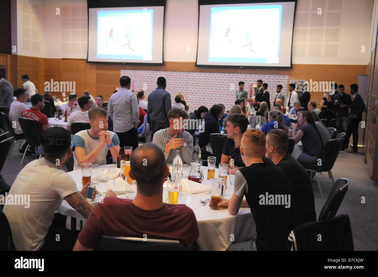 A general view of the Bobby Robson Suite at St George's Park during the ...