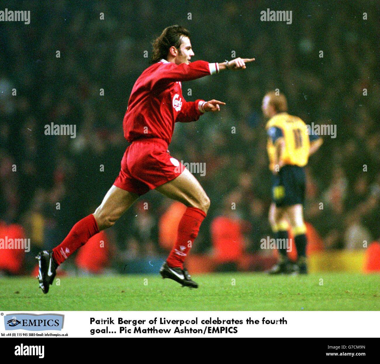 Patrik Berger of Liverpool celebrates the fourth goal Stock Photo - Alamy