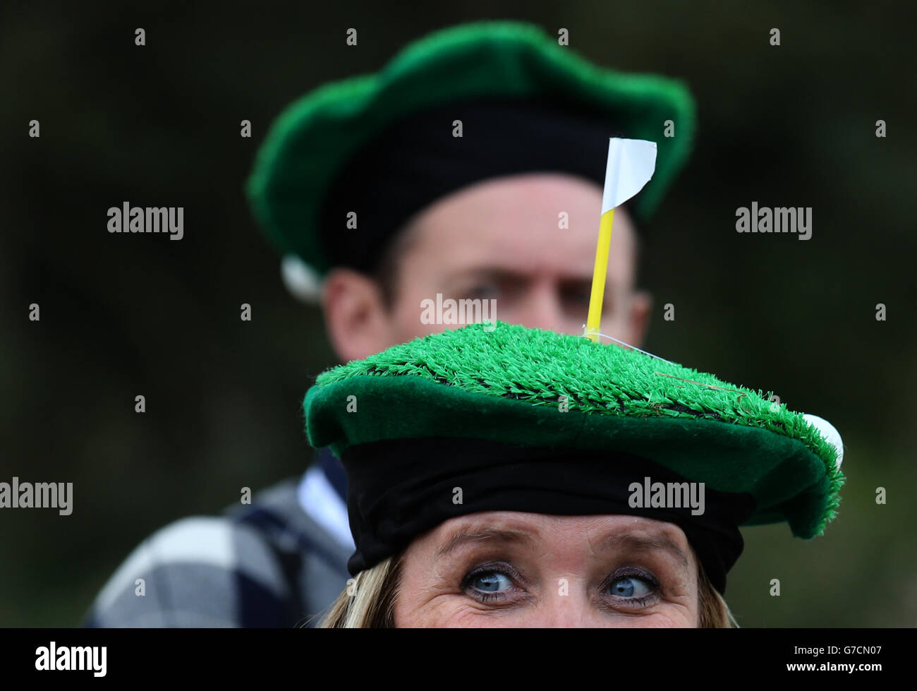 Golf fans watch USA player Phil Mickelson and European Player Stephen ...