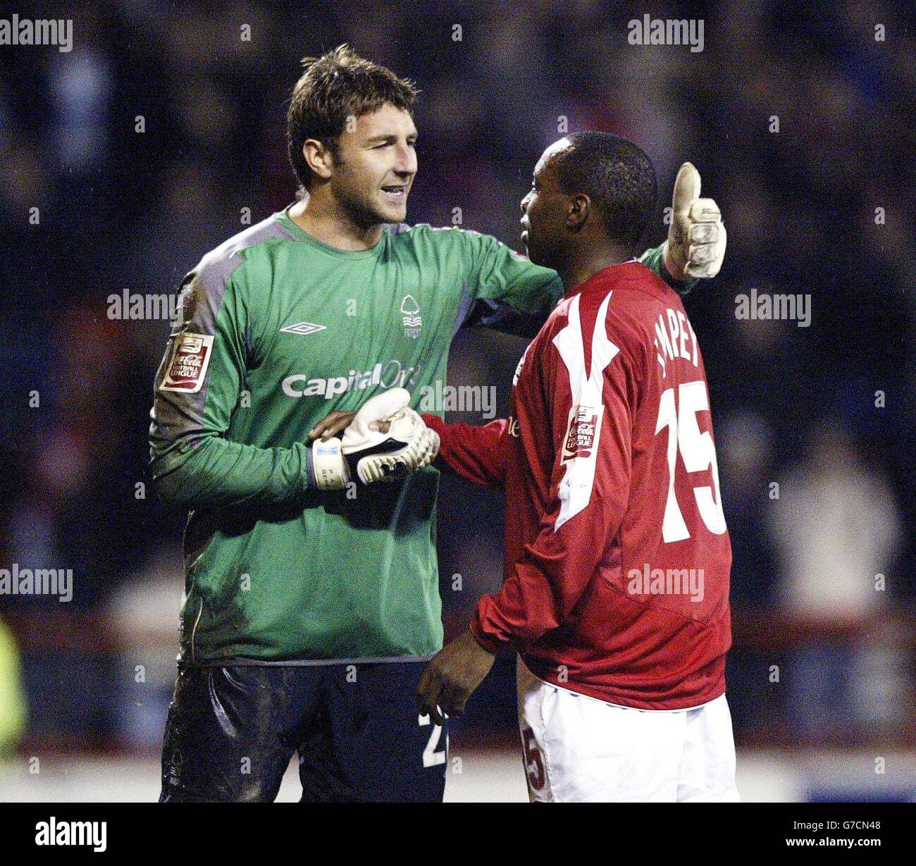 Nottingham Forest goalkeeper Paul Gerrard (left) celebrates his penalty ...