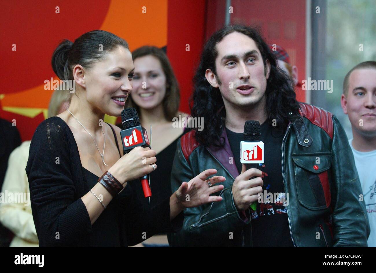 Comedian Ross Noble with presenter Emma Griffiths during his guest ...