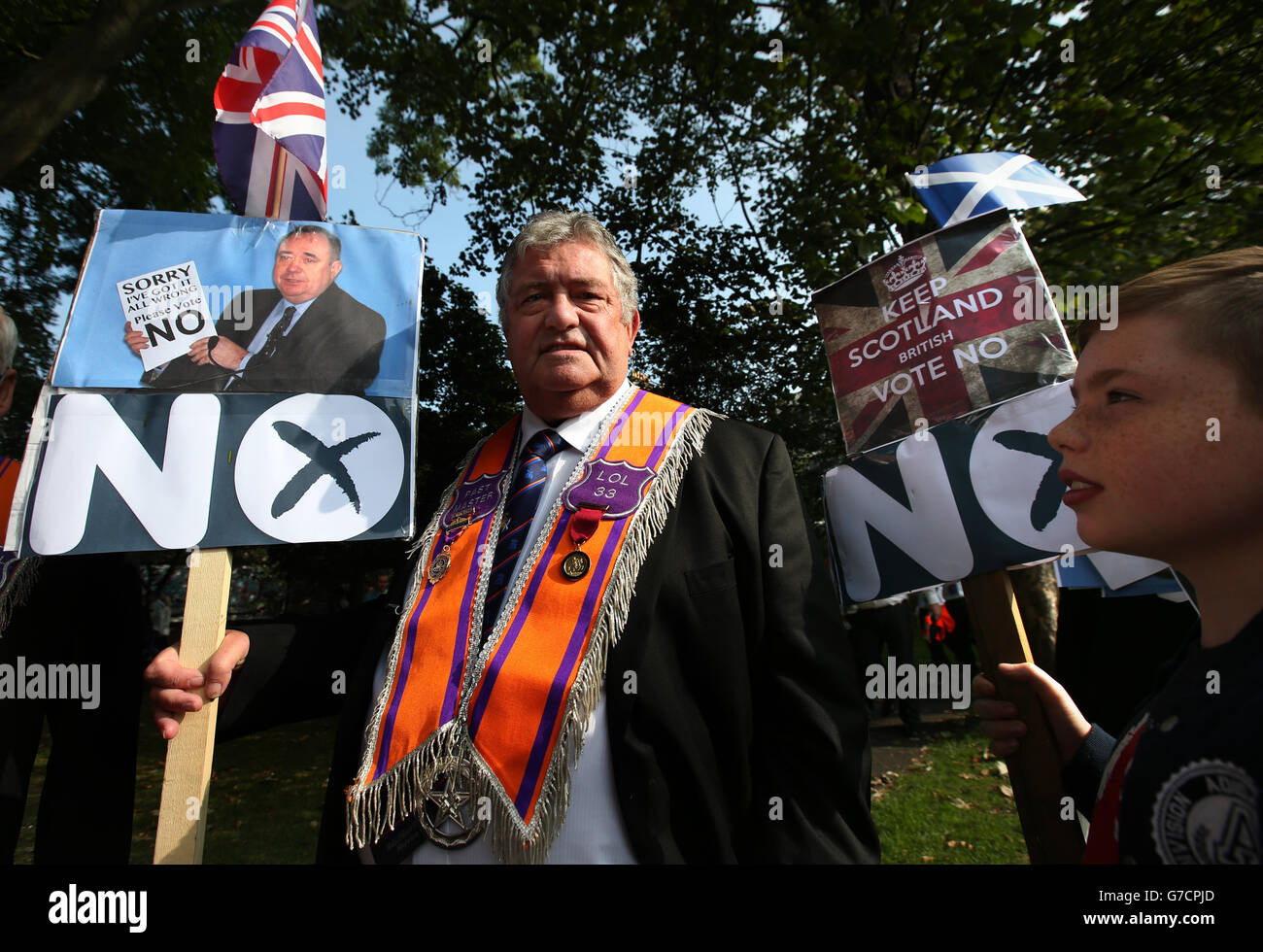 An Orangemen march through the streets of Edinburgh during a "Proud to ...