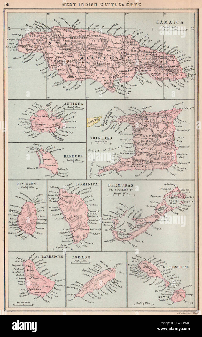 Barbados vintage map west indies hi-res stock photography and images ...