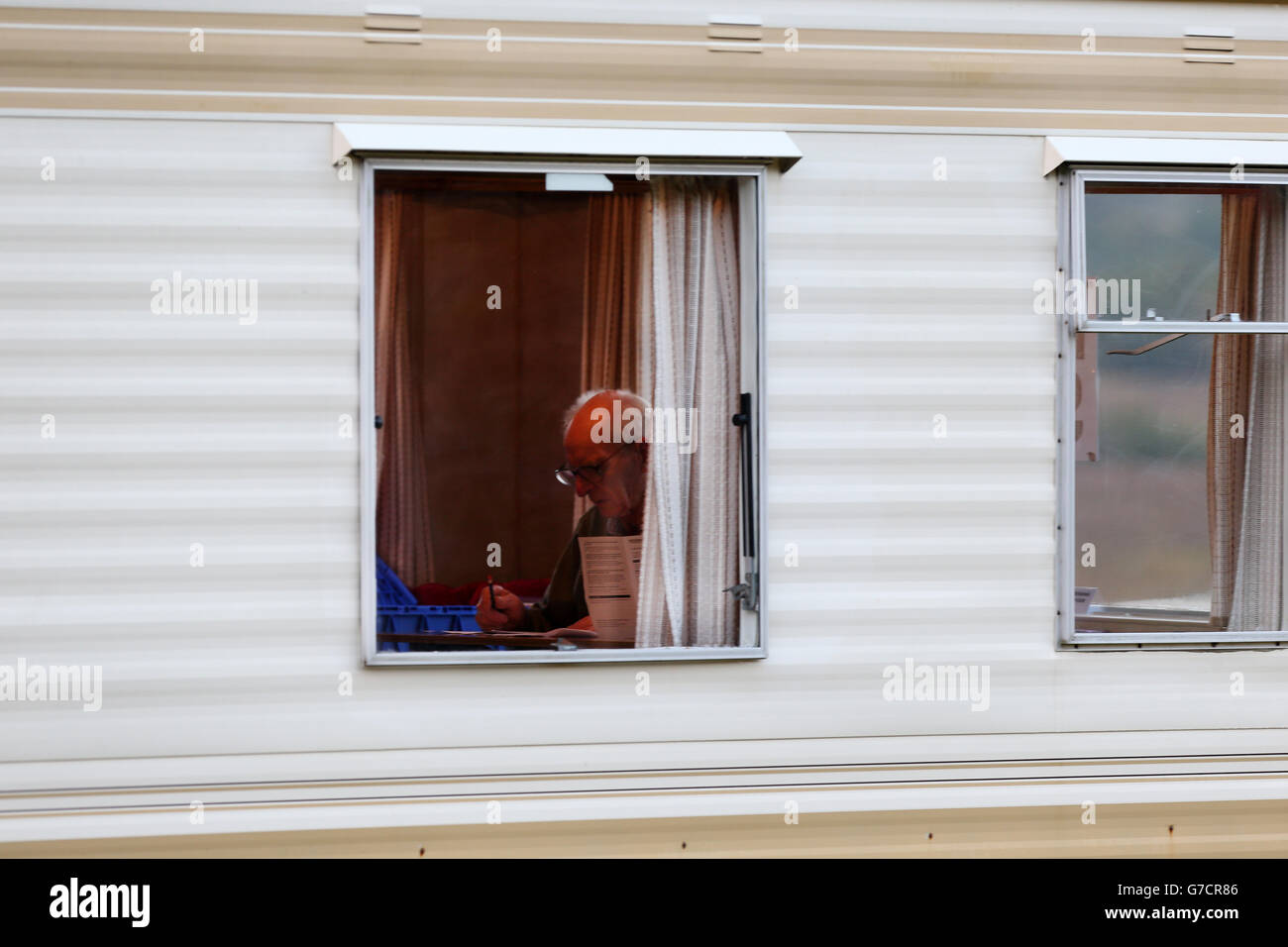 George Mackay running a polling station from a caravan at Coulags near ...