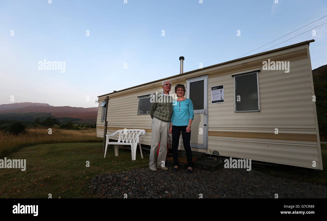 George Mackay and his daughter Anne Mackay run a polling station from ...