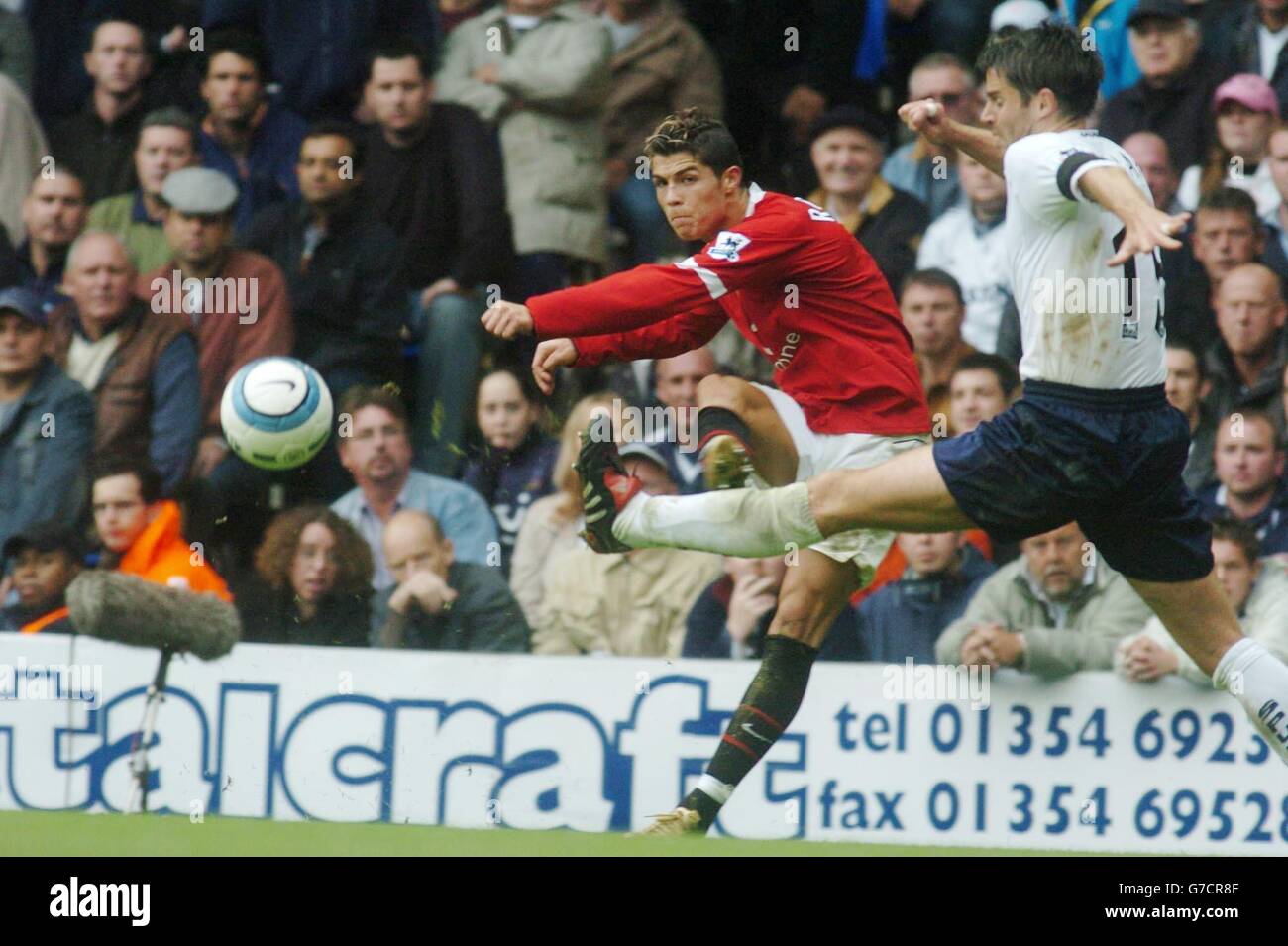 Manchester United's Cristiano Ronaldo gets a cross in despite the ...