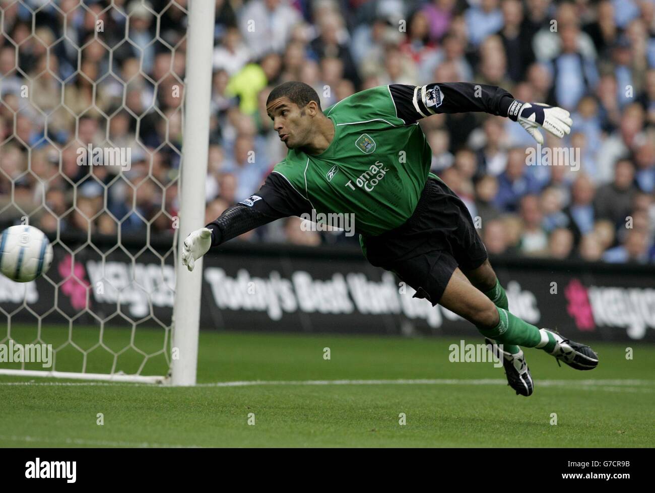 Manchester City go one down as goalkeeper David James is beaten by a ...