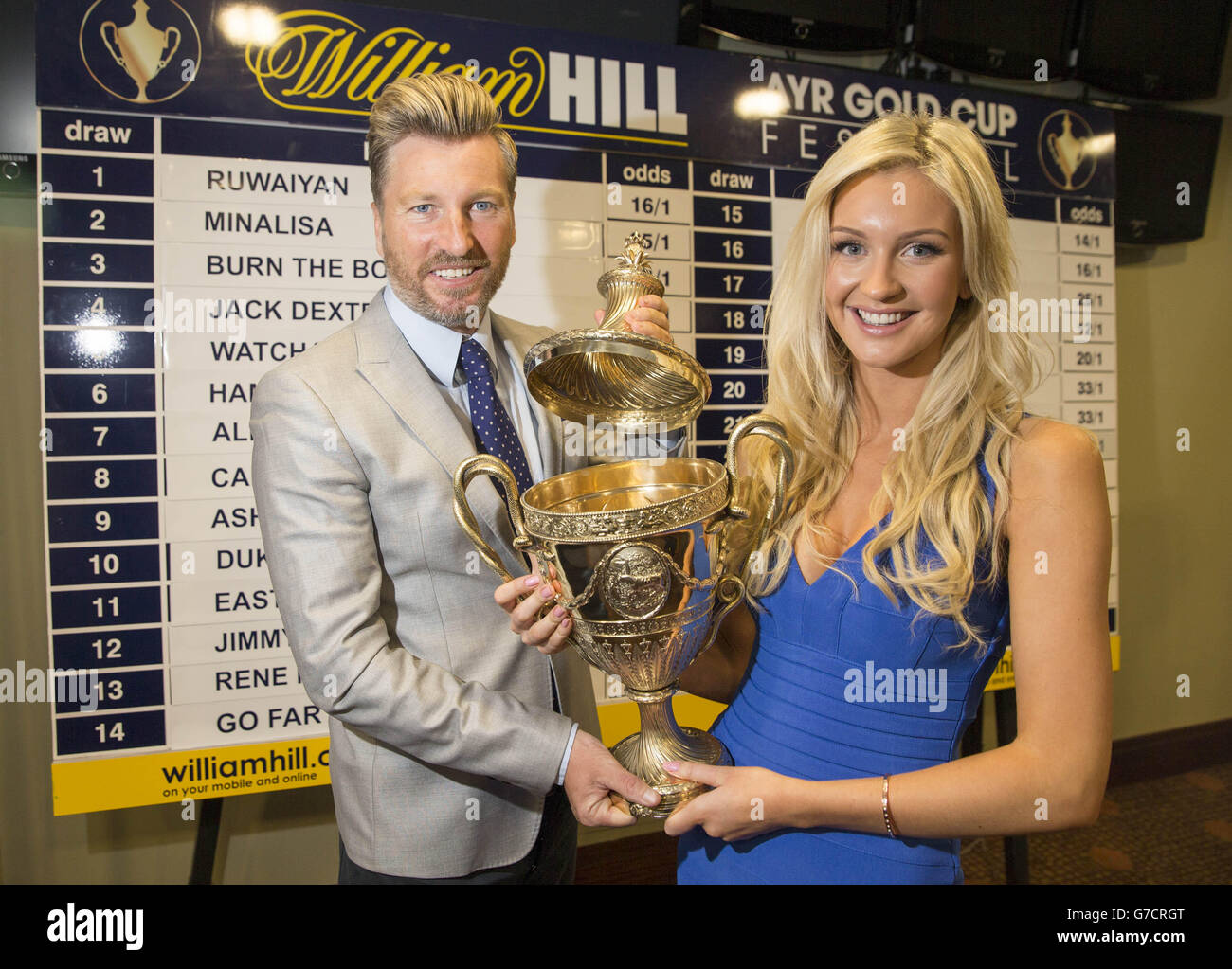 Miss Scotland Ellie McKeating and Robbie Savage during day one of the ...