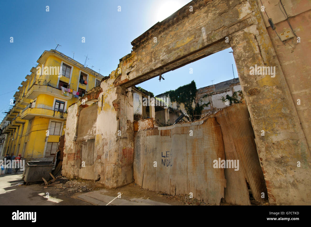 A view of eroded buildings in Old Havana street Stock Photo - Alamy