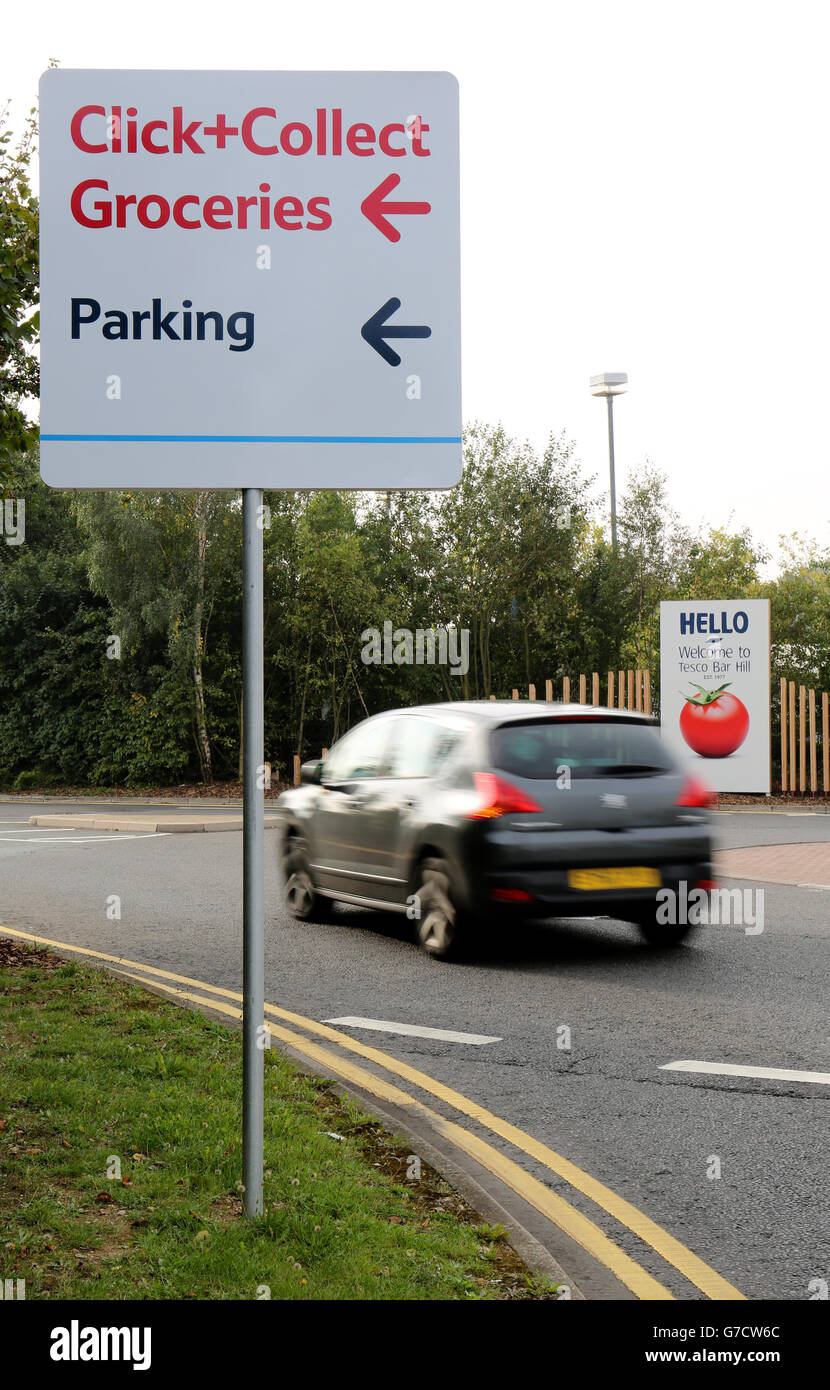 Tesco Signage At Their Superstore In Bar Hill Cambridgeshire Stock