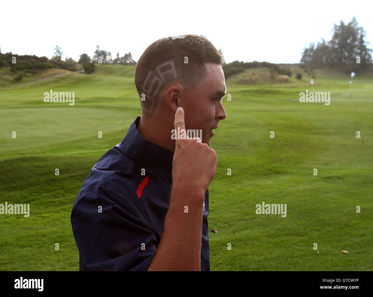 American ryder cup player rickie fowler with usa shaved into his hair ...