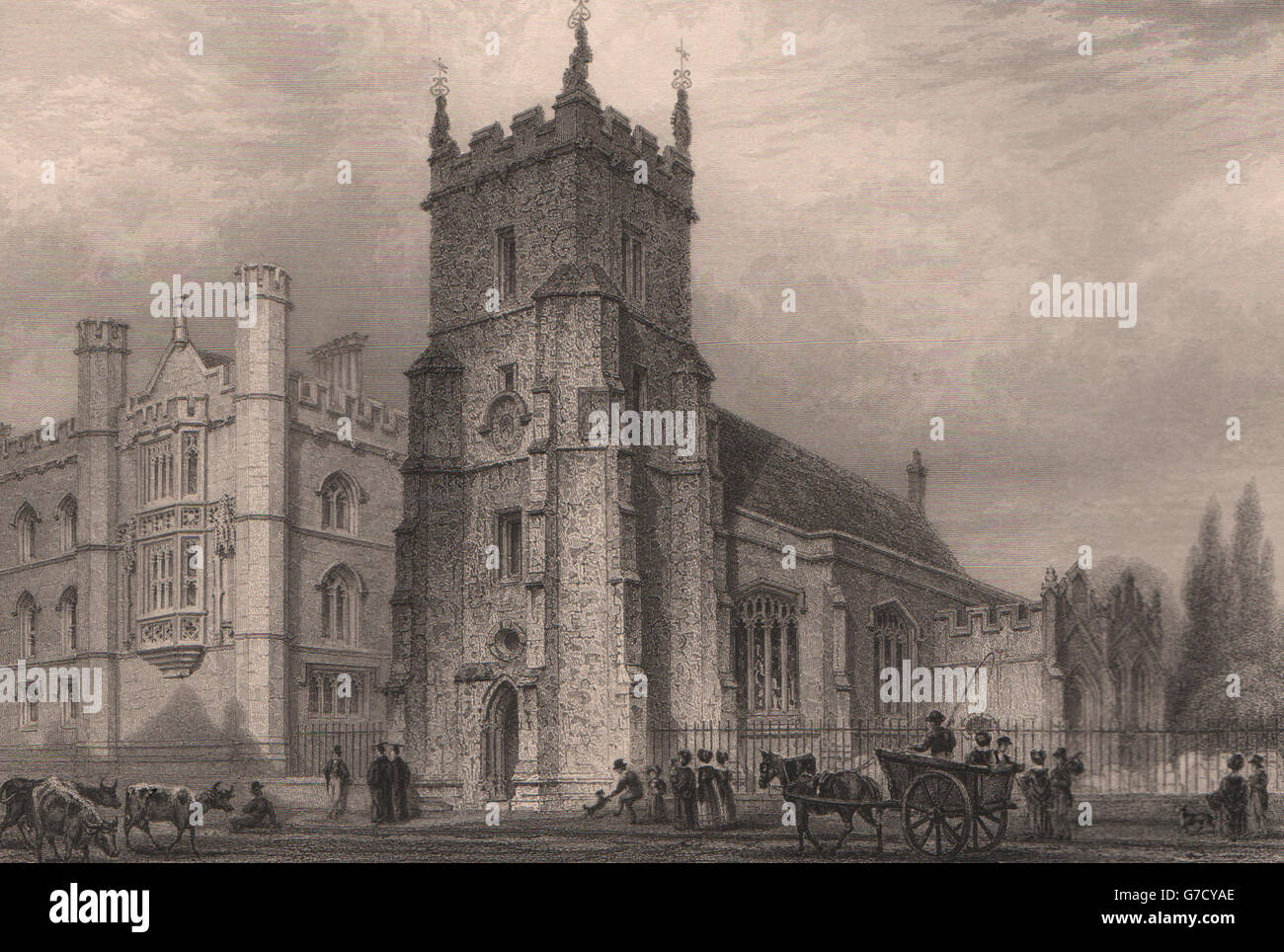 CAMBRIDGE. St. Botolph's Church. LE KEUX, antique print 1841 Stock ...