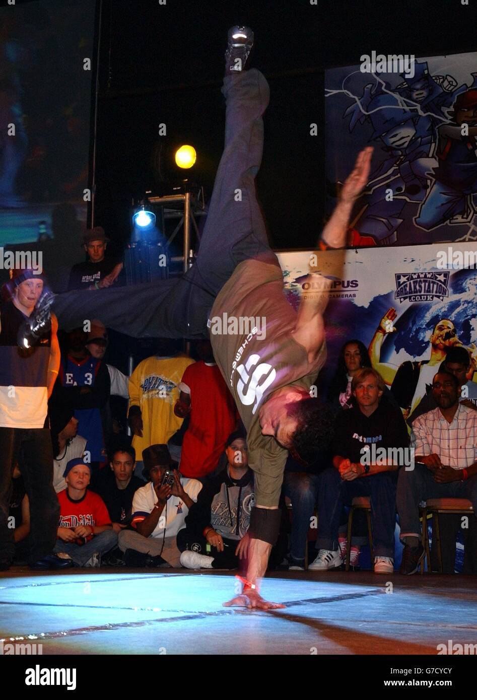 Contestants competing during the team event at the PS2 UK B-Boy ...