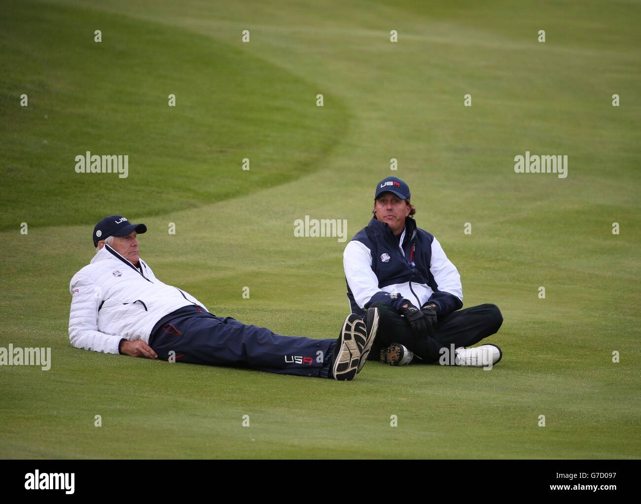USA vice captain Andy North (left) and Phil Mickelson during day two of ...