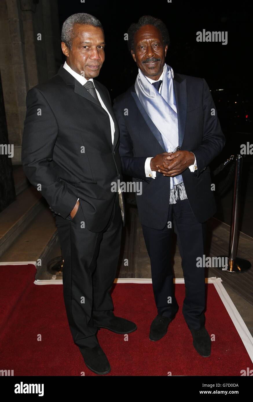 Hugh Quarshie (left) arrives with Clarke Peters at the Grosvenor House ...