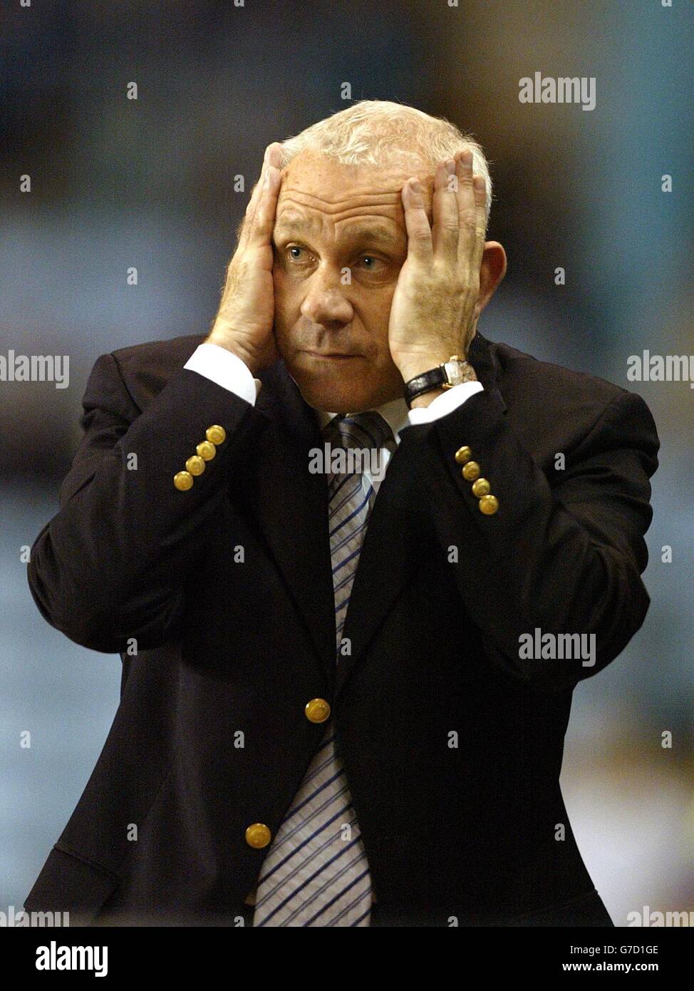 Coventry City Manager Peter Reid can't look as his team let a two goal ...