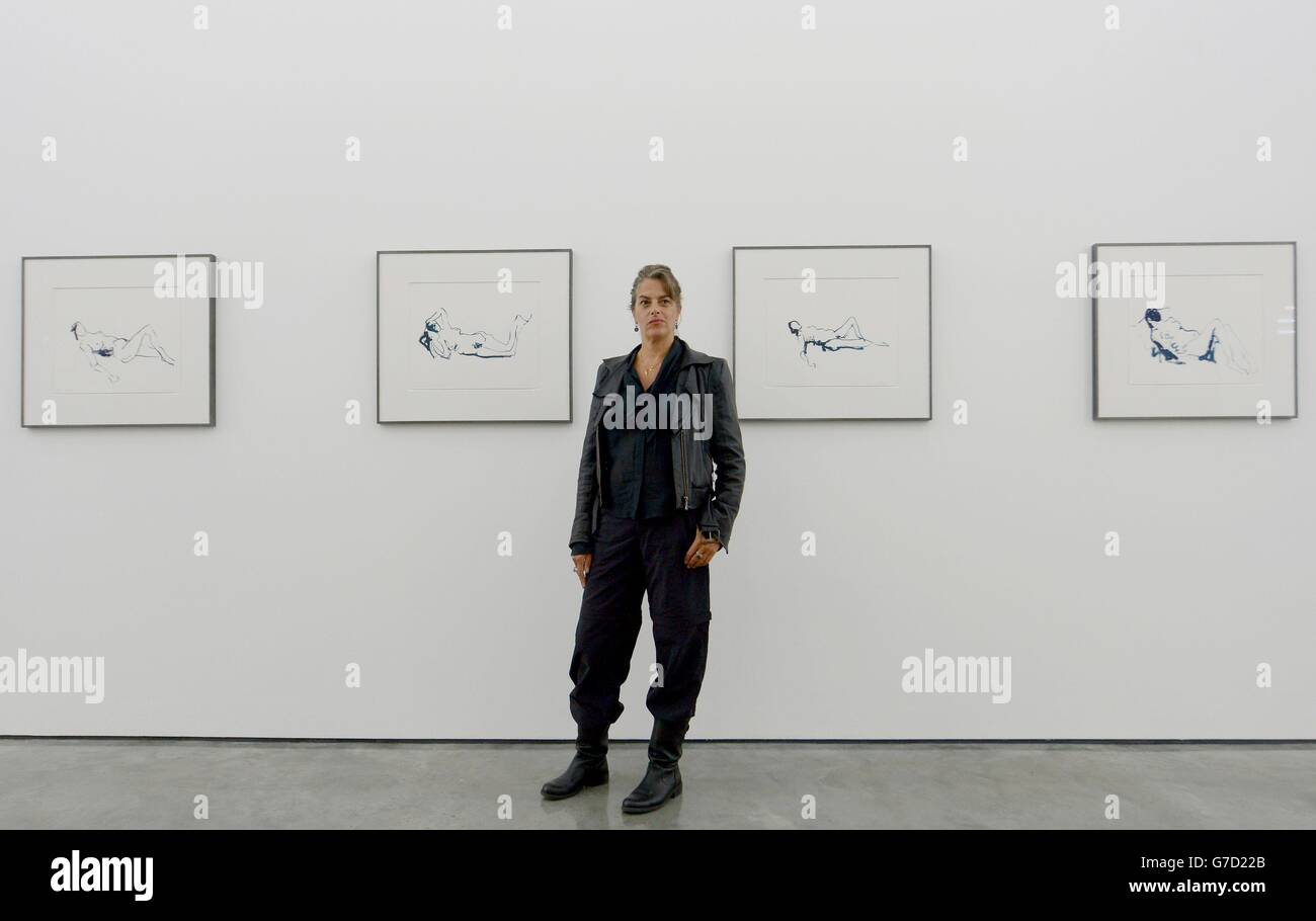 Tracey Emin poses beside her artwork at the press preview of The Last ...