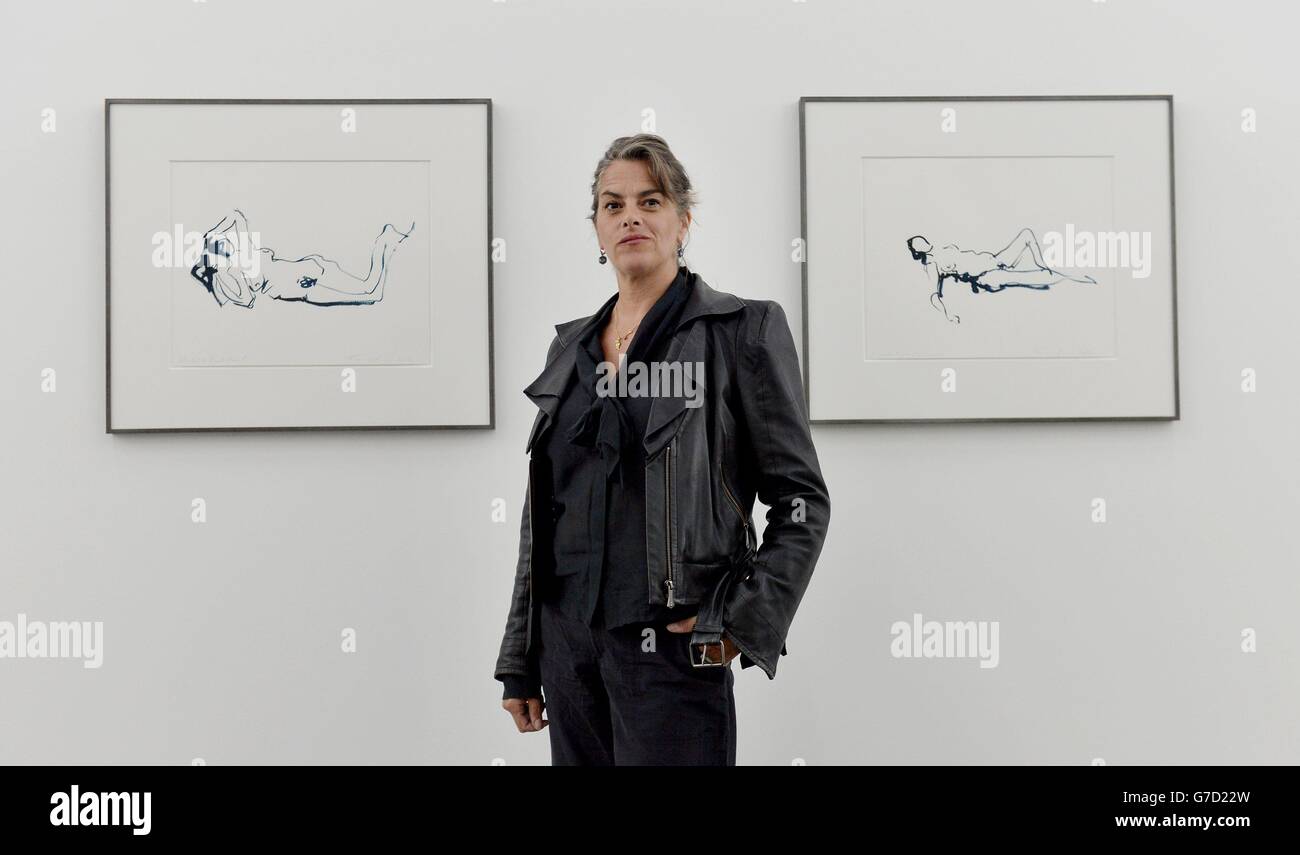 Tracey Emin poses beside her artwork at the press preview of The Last ...
