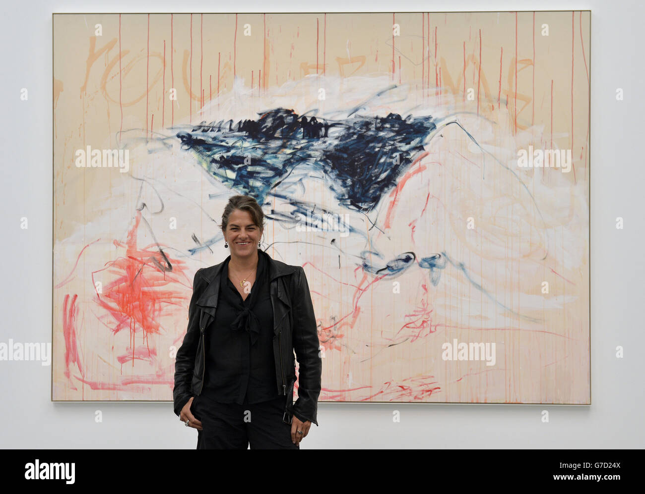 Tracey Emin poses beside her artwork at the press preview of The Last ...