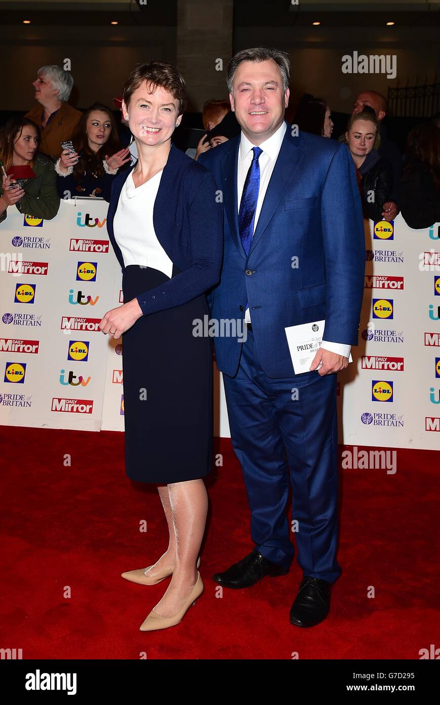 Ed Balls and wife Yvette Cooper arriving for The Pride of Britain ...