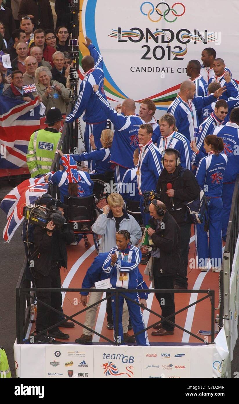 The British track team take the crowds applause during the "Parade of ...