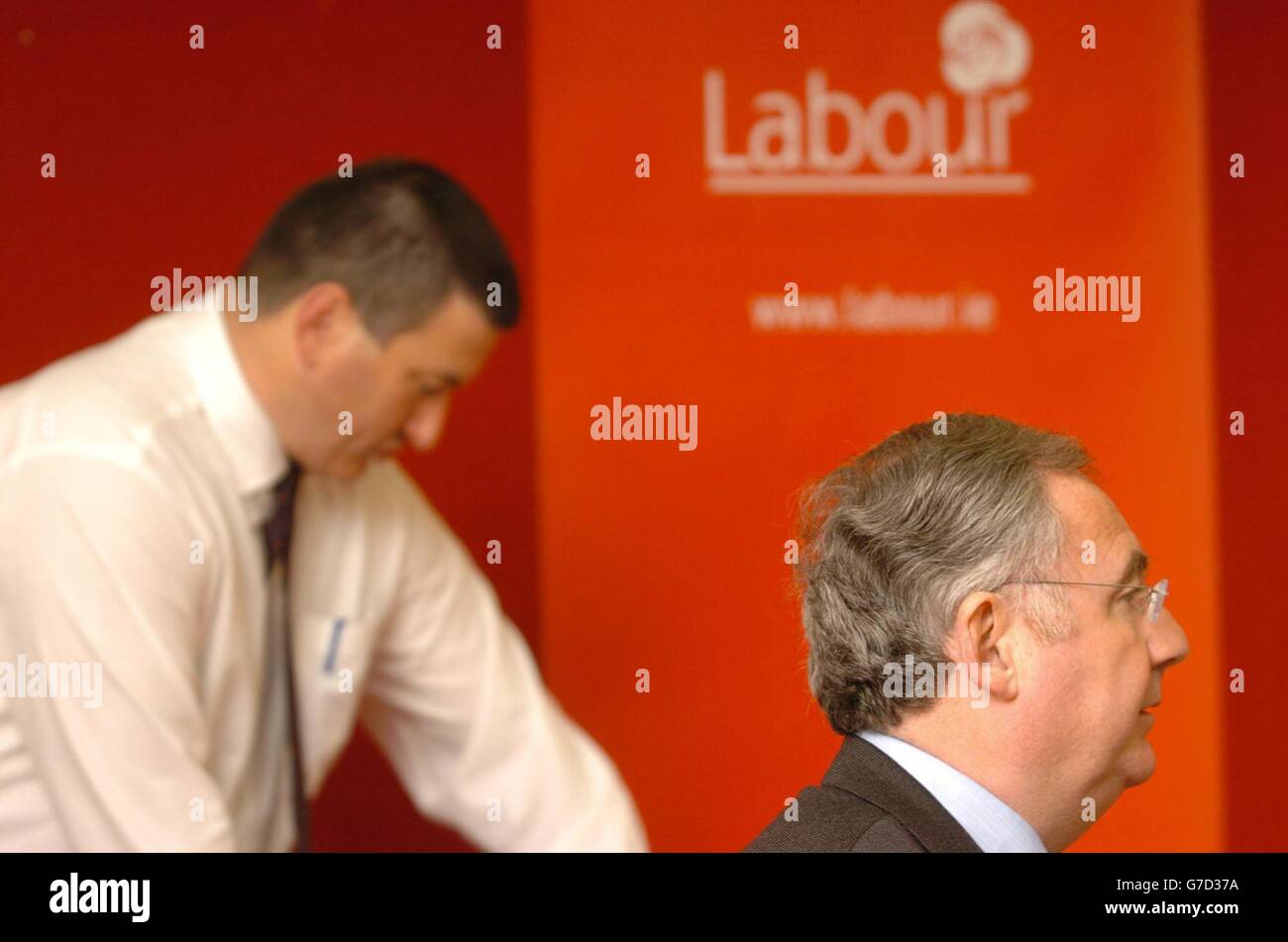 Labour Leader Mr Pat Rabbitte (right) and Counsellor Mark Langhammer ...