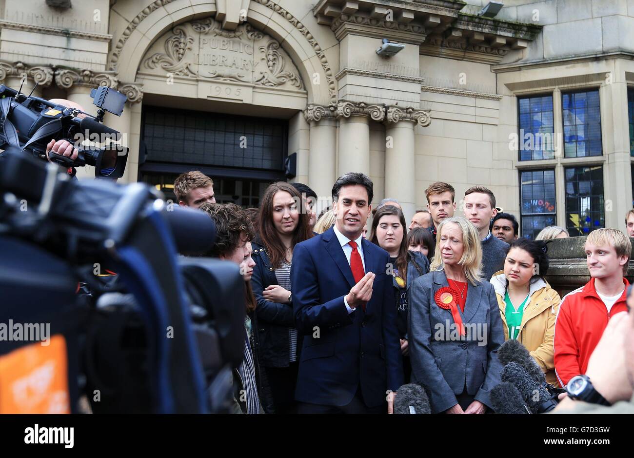 Labour leader Ed Miliband with MP for Heywood and Middleton, Liz ...