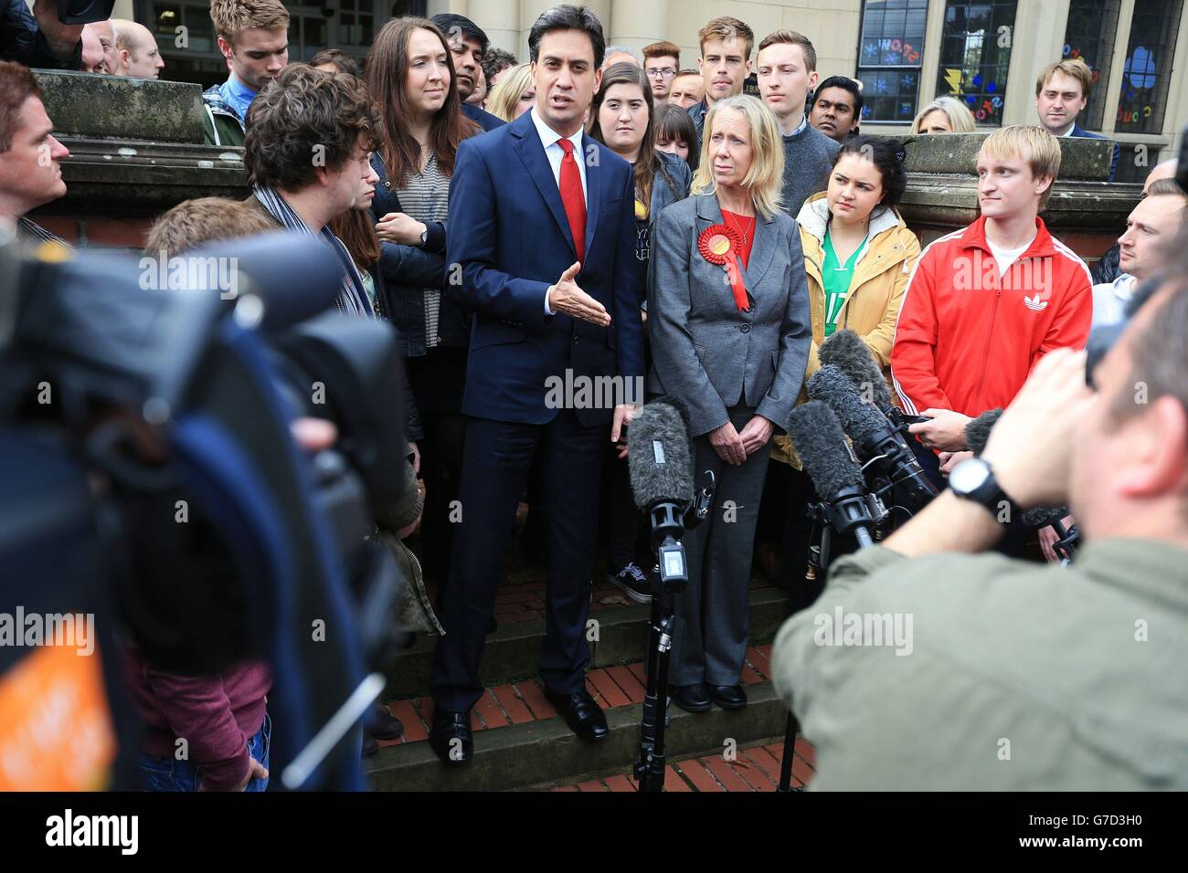 Labour leader Ed Miliband with MP for Heywood and Middleton, Liz ...